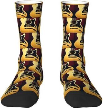 Generic Excellente Chaussettes De Sports Note Guitar Print Socquettes De Sport Anti-Ampoules Homme Chaussettes Pour Marche Courir Basketball 40Cm