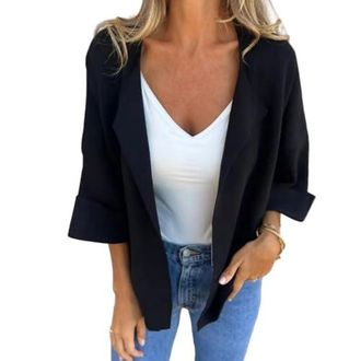 Generic Petitionm Cardigan court d&eacute;contract&eacute; en faux daim, veste en faux daim, cardigan ample de couleur unie pour femmes tendance, Noir, 5XL
