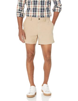 Amazon Essentials Herren Leichte und bequeme Slim-Fit-Oxford-Stretchshorts, 13cm, Khakibraun, 29W