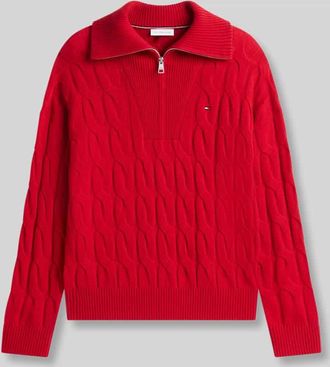 Tommy Hilfiger Relaxed Fit Troyer aus reiner Wolle