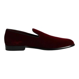 Dolce & Gabbana Homme, Chaussures, Rouge, Taille: 42 EU Chaussures Rouges en Velours Slip On Mocassins