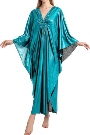 Bsubseach Kaftan Kleider f&uuml;r Frauen Glitzer Batwing &Auml;rmel Cover Up Strand Maxi Kleid Loungewear Gr&uuml;n