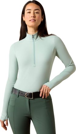 Ariat Womens SolVeil 1/2 Zip Baselayer Top Long Sleeve in Blue Surf, Size 2X-Small, by Ariat