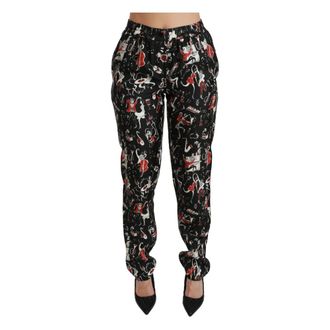 Dolce & Gabbana Luxuri&ouml;se Seiden-Skinny-Hose mit mittlerer Taille - - Trousers - Damen - Mehrfarbig - S