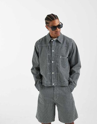 Tommy Hilfiger Type 1 - Jeansjacke in gestreiftem Indigo-Marineblau, Kombiteil-Navy