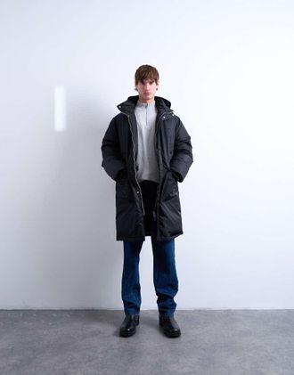 Topman Parka in Schwarz mit zwei Taschen
