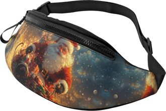Generic Atmungsaktiv Handytasche Tasche Weihnachtsdruck Brustbeutel Handytasche Tasche Waist Fanny Pack F&uuml;r Laufen Hundetraining Camping 14X35Cm