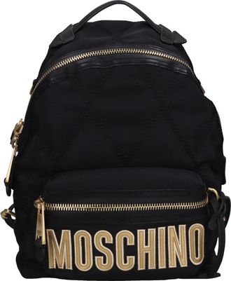 Moschino Femme, Sacs, Noir, Taille: ONE Size Fabric Backpack