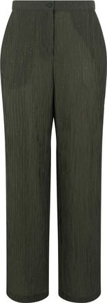 Emporio Armani Femme, Pantalons, Vert, Taille: 44 FR Pantalon Pliss&eacute; Taille Haute