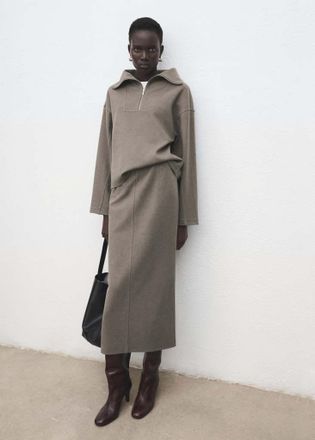 Mango Bleistiftrock mit Schlitz mittelbraun - Damen - S - MANGO