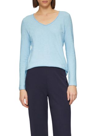 s.Oliver Langarmshirt aus Slub Yarn mit Rollkanten am Ausschnitt