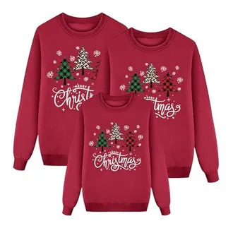 Generic Ensemble de No&euml;l pour la famille de No&euml;l Ensemble de No&euml;l Pull de No&euml;l amusant Pull de No&euml;l Ugly Christmas Sweater Col rond Pull en tricot Unisexe Pul