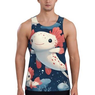 Generic D&eacute;bardeur respirant &agrave; s&eacute;chage rapide sans manches pour homme pour entra&icirc;nement &agrave; la plage S &agrave; 4XL, Cute Axolotl 16, 4XL
