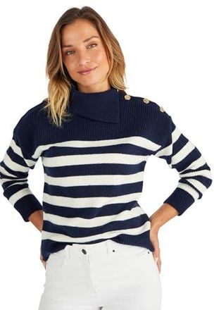 Damart Pull marini&egrave;re &eacute;paule boutonn&eacute;e Femme Bleu Ray&eacute; Taille 38/40