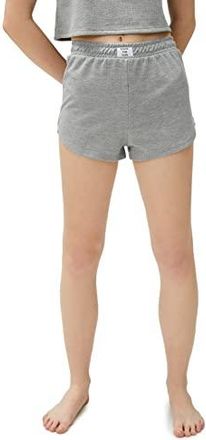 Koton Tag Detail Elastic Waist Pajama Bottom Shorts, Gris mélangé (Grm), M Femme