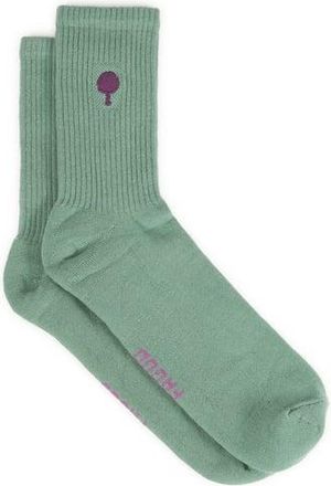 Faguo Chaussettes mi-hautes brod&eacute;es en coton m&eacute;lang&eacute;