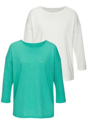 Vivance Langarmshirt mit modischer Struktur (2er-Pack) aus b&uuml;gelfreier Qualit&auml;t mit Baumwolle