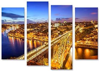 Islandburner Tableau sur Toile Paysage Urbain de Porto Portugal sur Le Pont Dom Luis I Cadre Affiche Poster Murale Tableaux