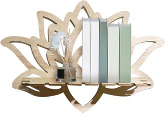 Generico Wandregal aus Holz in Blumenform, hohle Pr&auml;sentationsdekoration, montierbarer Akzent f&uuml;r zu Hause, vielseitiges Aufbewahrungsregal f&uuml;r Wohnzimmer, Sch