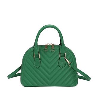 Generic Sac &agrave; main pour femme en cuir polyvalent avec double fermeture &eacute;clair - Petit sac pour femme, Vert, taille unique