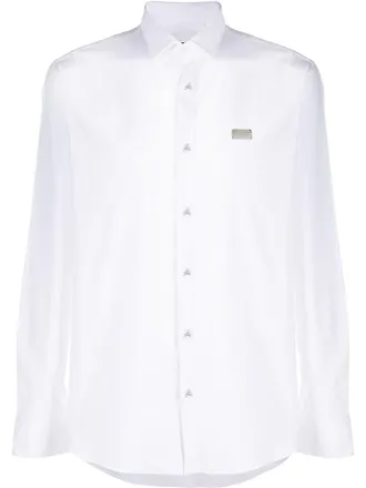 Philipp Plein chemise &agrave; plaque logo - Blanc