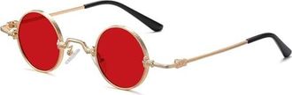 Generic Lunettes De Soleil Rondes &Agrave; Petite Monture En M&eacute;tal For Hommes Et Femmes, Tir Rue, F&ecirc;te Vacances(Red)