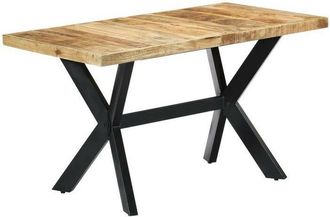 Les Tendances Table à manger manguier massif clair et pieds métal noir Nashe 140cm