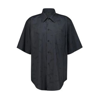 Balenciaga Kurz&auml;rmeliges Baumwollhemd - - Shirts - Herren - Grau - S