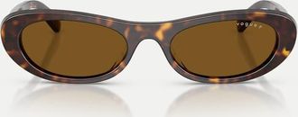 Vogue Lunettes de soleil ovales polaris&eacute;es avec verres marron - Havane fonc&eacute;