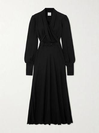 Patou Midikleid Aus Recyceltem Cr&ecirc;pe Mit Wickeleffekt Und G&uuml;rtel - Schwarz