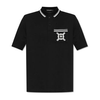 Dolce & Gabbana Baumwollpolo mit Tasche - - Tops - Herren - Schwarzk - M