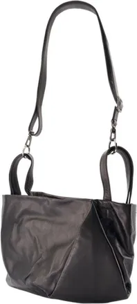 Yohji Yamamoto Unisex Tulip M Shoulder Bag - Yohji Yamamoto Leather Black Cowhide Crossbodies
