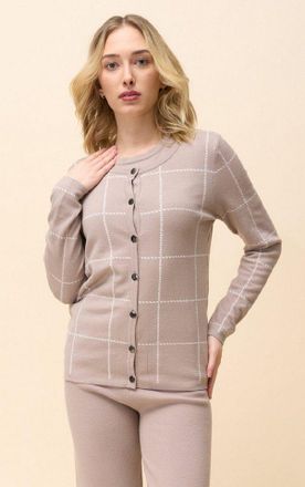 Passioni Cardigan Twinset mit dezentem Karomuster