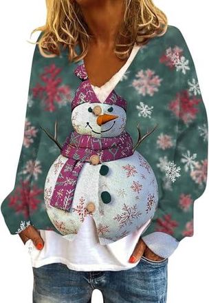 Generic Chandail en polaire pour femme - Mode automne 2024 - Chemises surdimensionnées imprimées à manches longues - Cardigan en polaire à boutons pour la vie