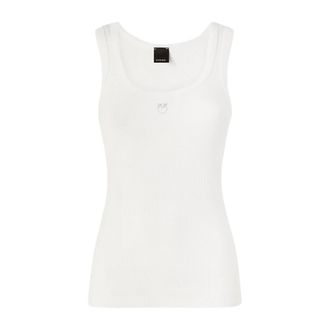 Pinko Geripptes Tanktop mit Logo - - Tops - Damen - Wei&szlig; - M