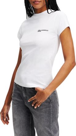 Karl Lagerfeld Karl Lagerfeld Jeans, Damen, Slim Short Sleeve Essential Logo Tee, Slim Fit, Weiß, S