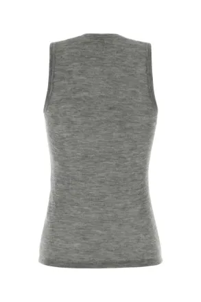 Saint Laurent Womens Cashmere Tank Top Gray Sweater