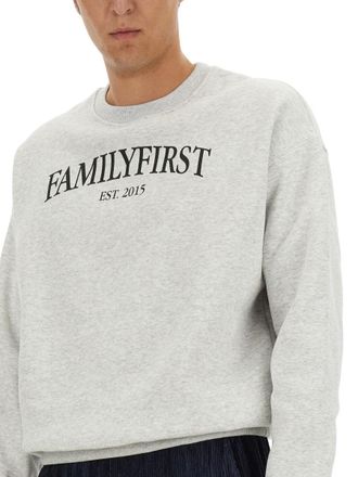 Family Fir$t Milano Logo-Embroidered Cotton Sweatshirt - Gray