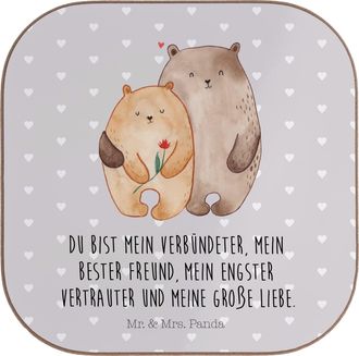 Mr. & Mrs. Panda gl&auml;seruntersetzer B&auml;ren Liebe - Geschenk, Verknallt, Untersetzer f&uuml;r Gl&auml;ser, Tassen, Blume, Kuscheln, Glas, Freundin, Ehe, Tassenuntersetzer, Beziehun