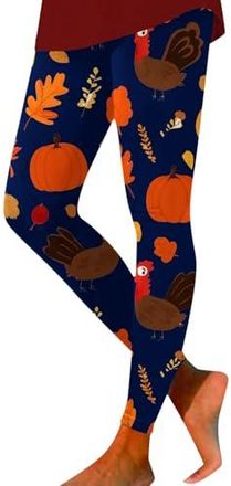 Generic Legging de sport 2026 pour femme - Imprim&eacute; citrouille - Taille haute - Confortable - Pour le sport, bleu marine, XXL