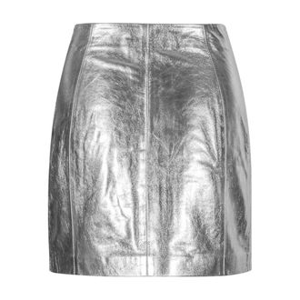 Envelope 1976 Silberner Minirock aus Leder mit Zwei-Wege-Rei&szlig;verschluss - - Skirts - Damen - Grau - XS