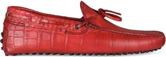 Tod's Tods Loafer - Red Leather Crocodile Effect Loafers With Laces - Gr. 40,5 (EU) - in Rot - f&uuml;r Damen
