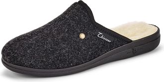 Thiesana by Landgraf Herren Hausschuh 5243 Rex Microvelour Schurwollfutter Schlupf Model Rex, Groesse 46, anthrazit