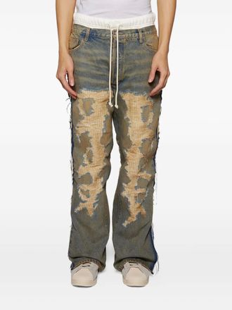 RRR123 jean à effet usé - Bleu