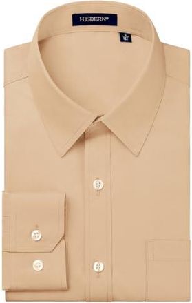 Hisdern Chemise Champagne Homme Manches Longues Chemises Habillée Formelle Chemise Regular Fit Casual Chemises Shirt Champagne 4XL