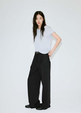Mango Pantalon droit pinces noir - Femme - 32 - MANGO