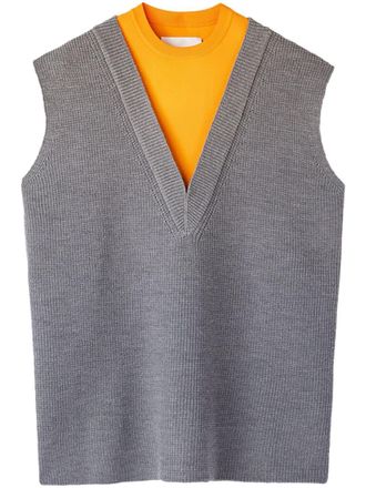 Jil Sander gilet bicolore &agrave; design superpos&eacute; - Gris