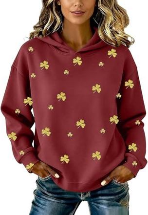 Generic HUIFUAO Sweat &agrave; capuche pour la Saint-Patrick pour femme - Sweat tr&egrave;fle amusant - Grande taille - Costume de la St Paddys - Vert Irlande - Tr&egrave;fle - Ch