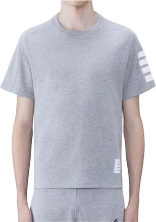 Thom Browne Homme, Tops, Gris, Taille: XL Milano Cotton 4-Bar Tee