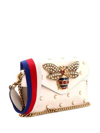 Gucci mini sac port&eacute; &eacute;paule Broadway Pearly Bee - Tons neutres